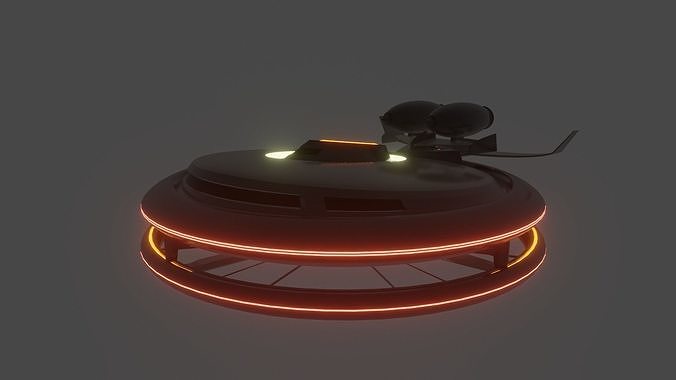 Low-poly Spaceship circular ceiling light with neon lights free 3D ...