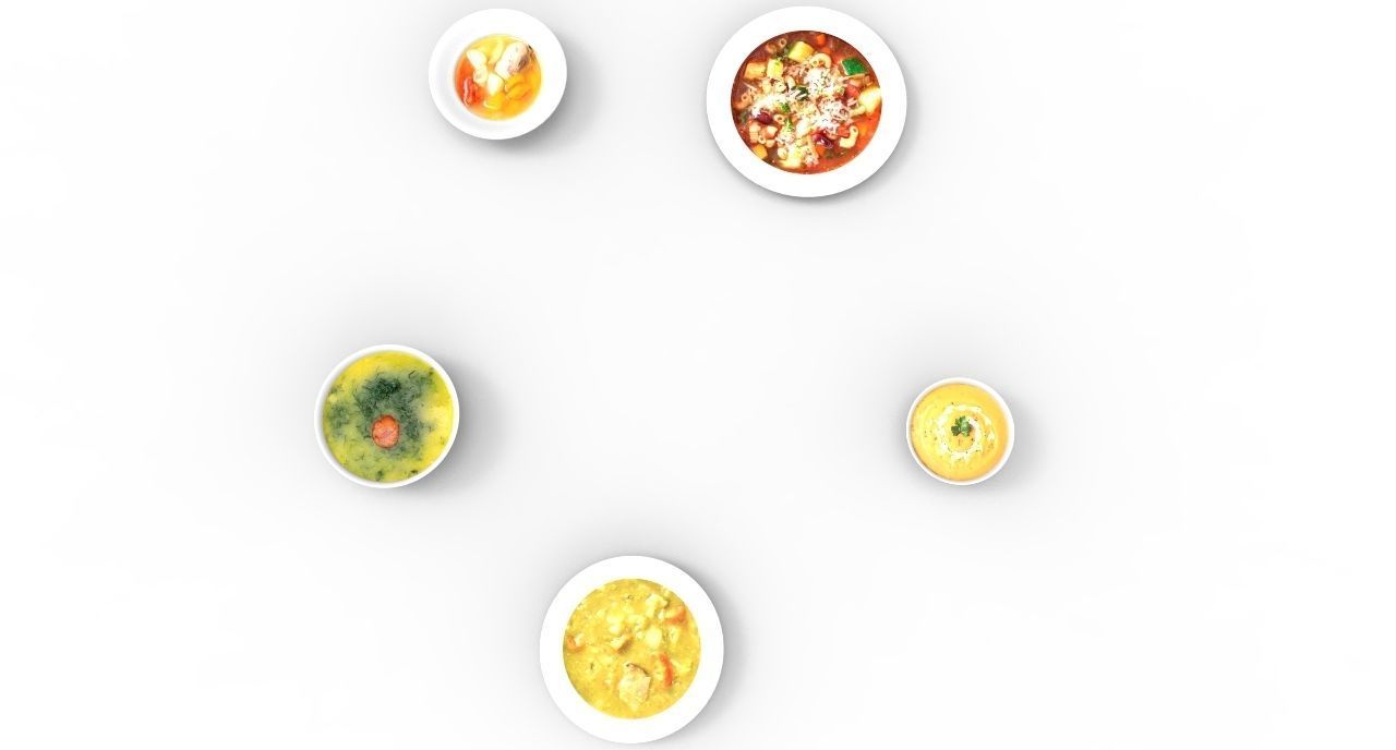 3D model soup 5 types v1 VR / AR / low-poly OBJ FBX