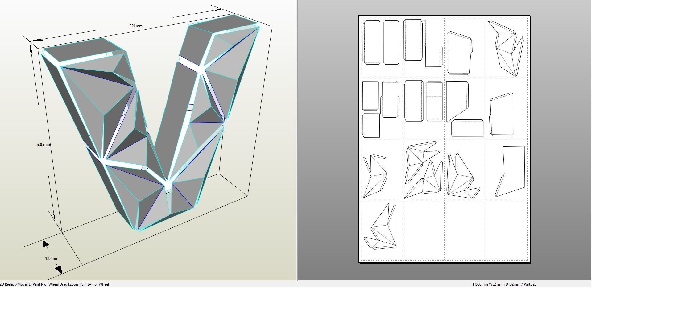 Lowpoly letter V 3D model 3D printable | CGTrader