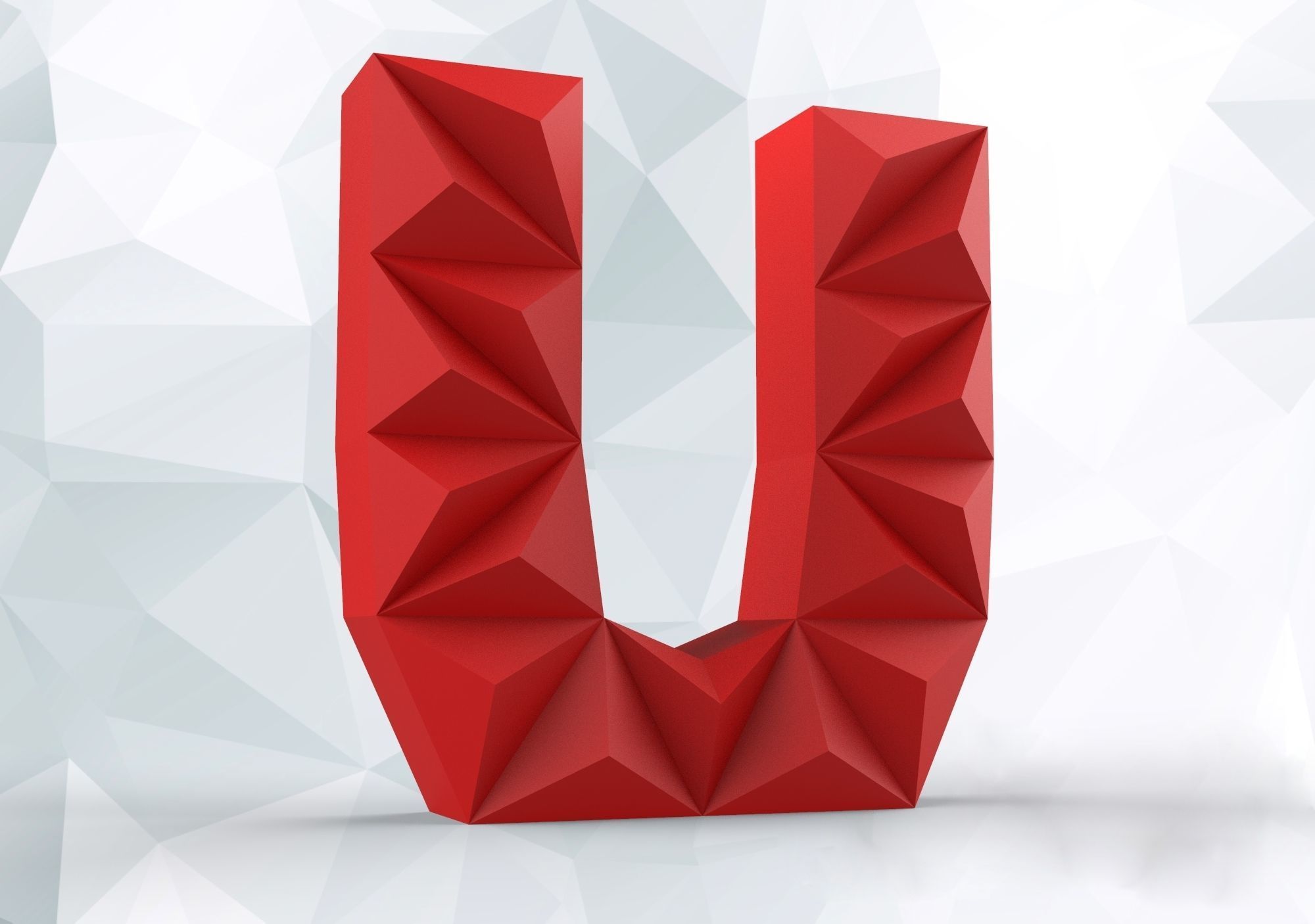Lowpoly letter U 3D model 3D printable | CGTrader