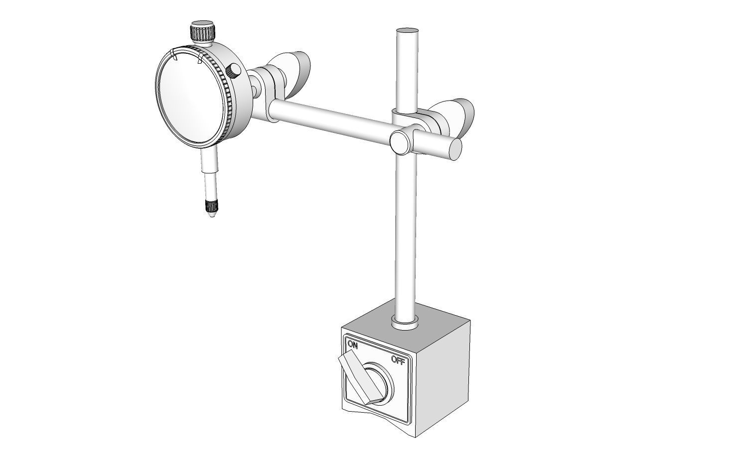 Dial Indicator With Magnetic Base 3D model | CGTrader