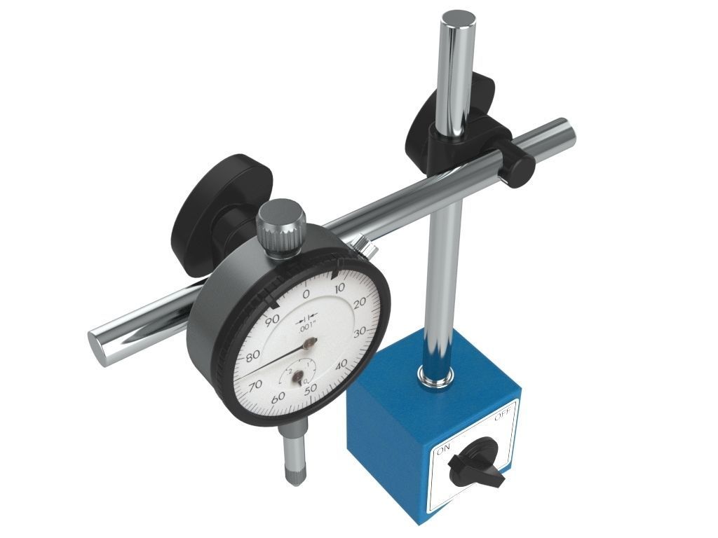 Dial Indicator With Magnetic Base 3D model | CGTrader