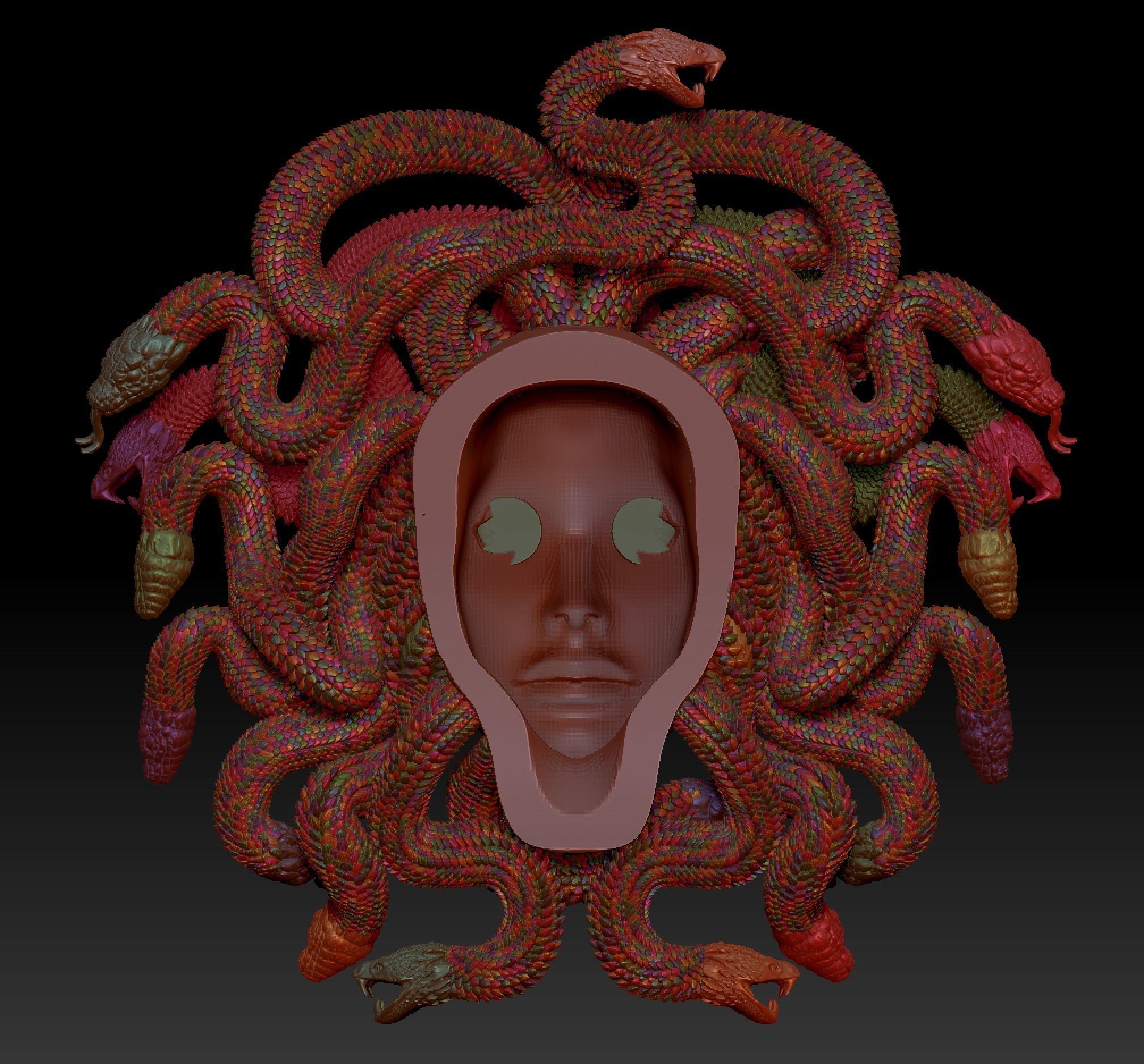 MEDUSA gold head 3D model 3D printable | CGTrader
