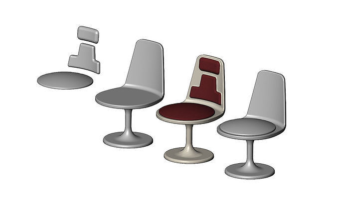 Miniature round plastic chair mockup prop 3D model 3D printable | CGTrader