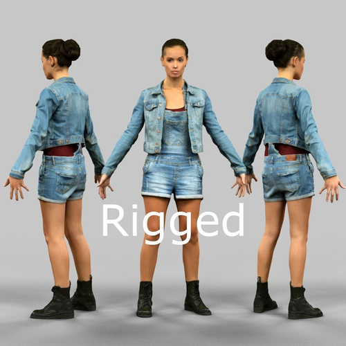 3D model Jeans Girl Rigged VR / AR / low-poly rigged | CGTrader