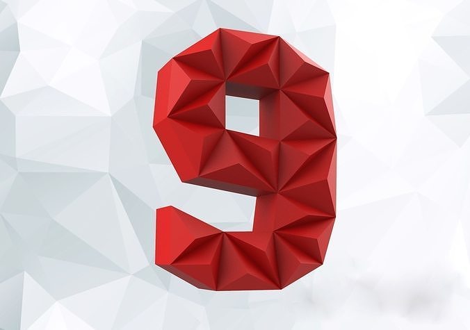 Lowpoly digit 9 3D model 3D printable | CGTrader