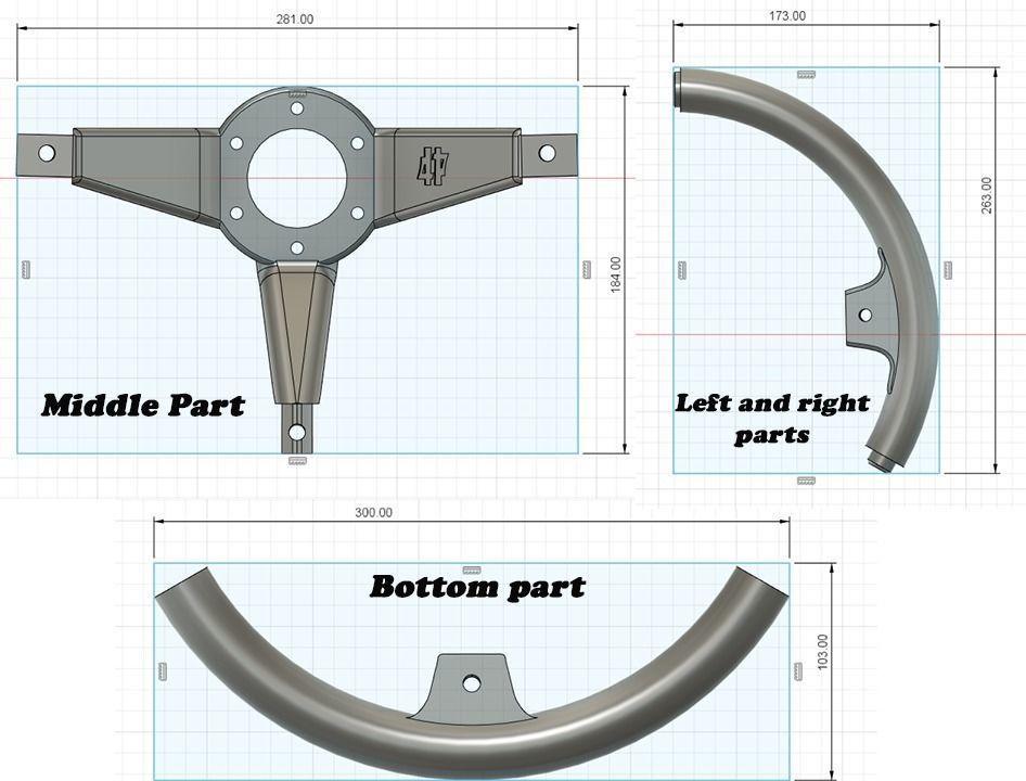 3D Printed 350mm Steering wheel 3D model 3D printable | CGTrader