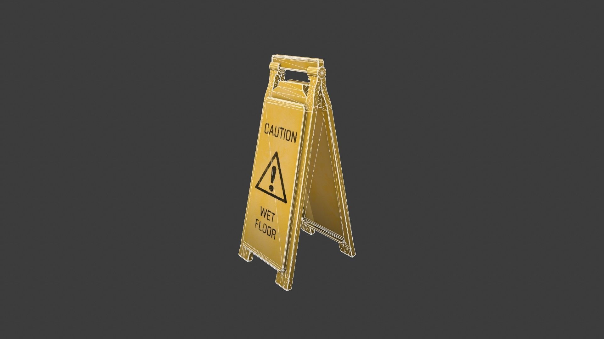 3D model Yellow Wet Floor Warning Sign VR / AR / low-poly | CGTrader