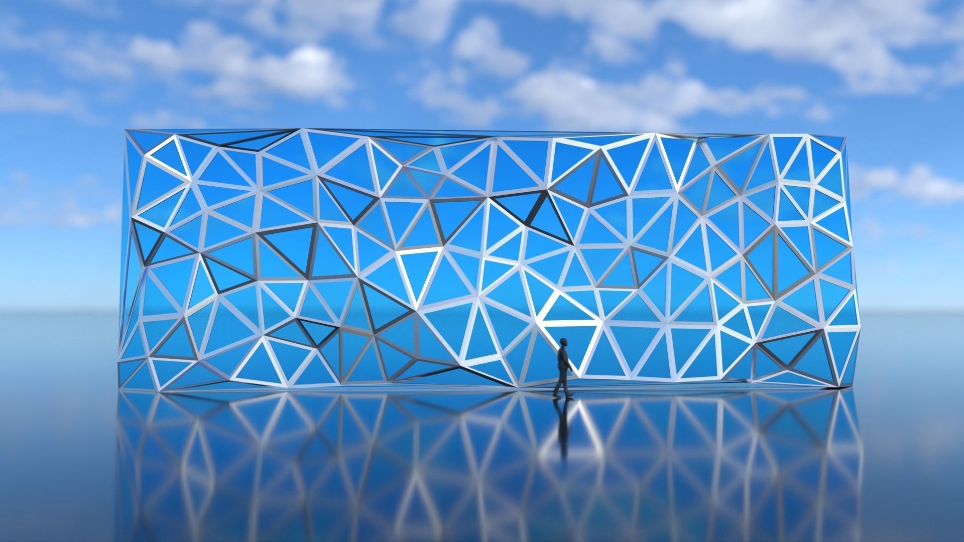 Triangulated Wall Random Pattern Offset Frame Parametric 3D model ...