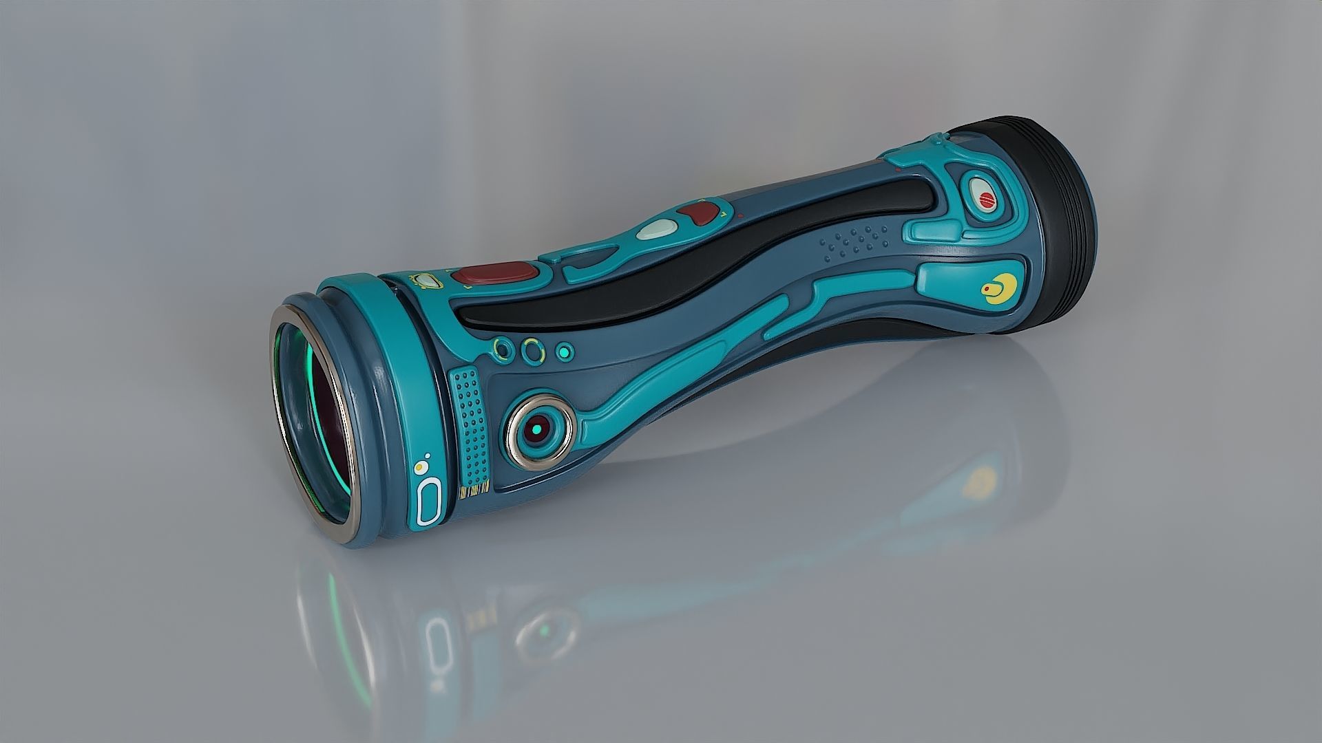 Futuristic flashlight concept model 3D model OBJ FBX BLEND