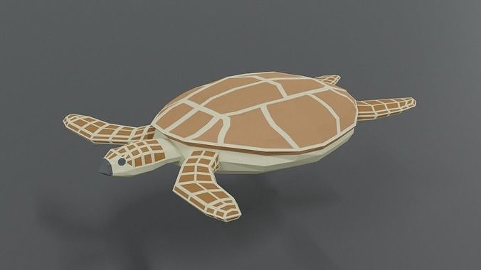 3D model Low Poly Cartoon Loggerhead Sea Turtle VR / AR / low-poly ...