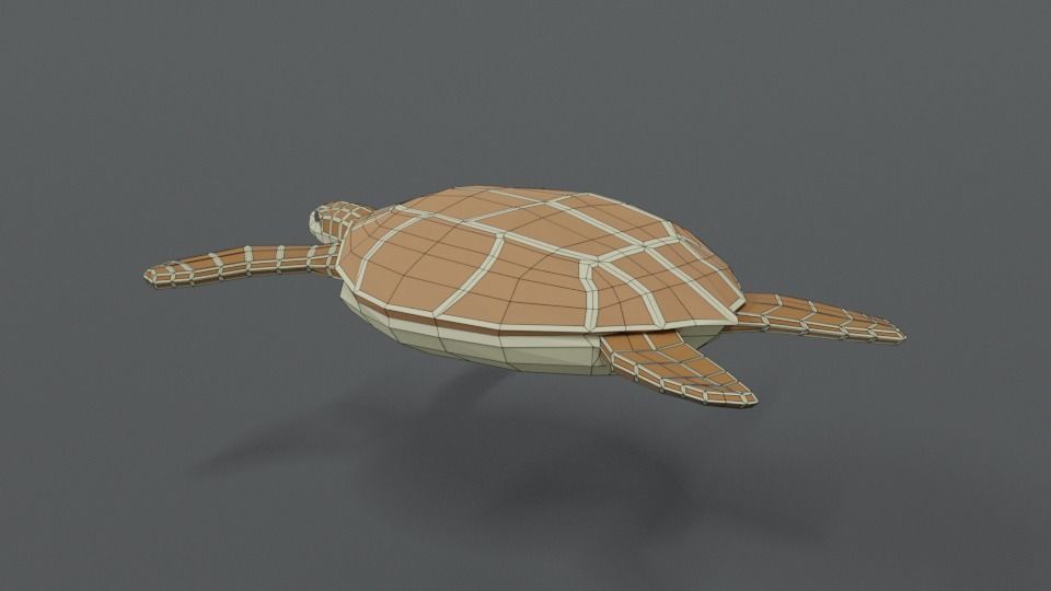 3D model Low Poly Cartoon Loggerhead Sea Turtle VR / AR / low-poly ...