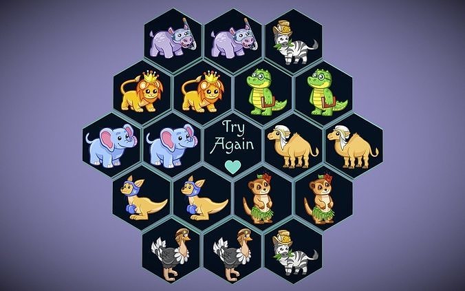 Perfect Hexagon Memory Game for Kids free VR / AR / low-poly 3D model ...