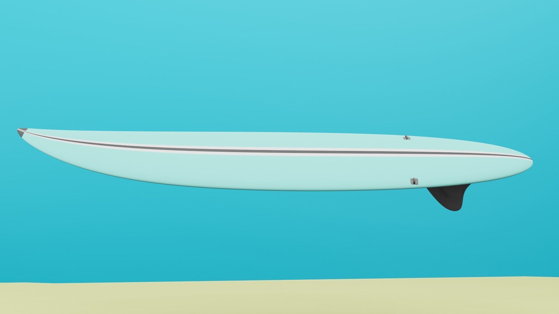 low poly blue surf board free 3D model | CGTrader