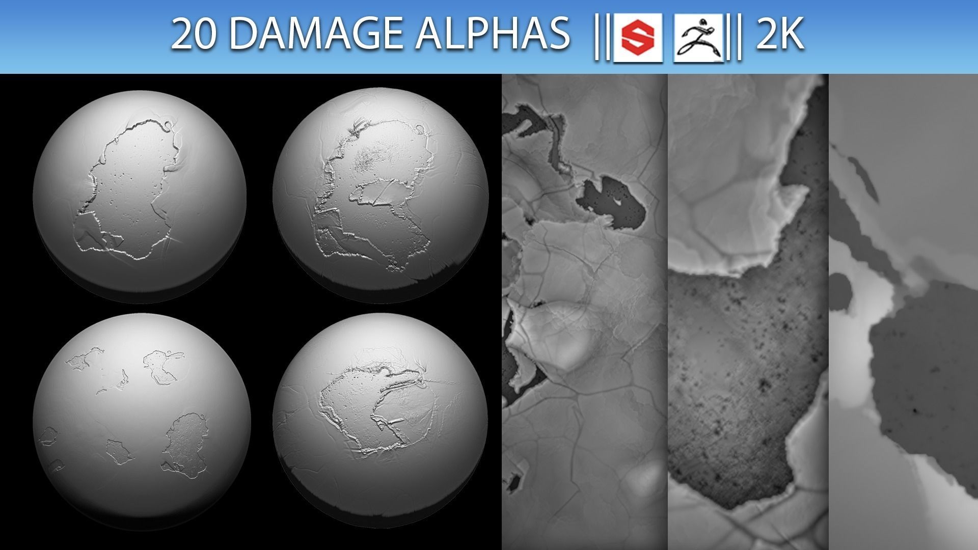 ZBrush Damage Alphas 3D model | CGTrader