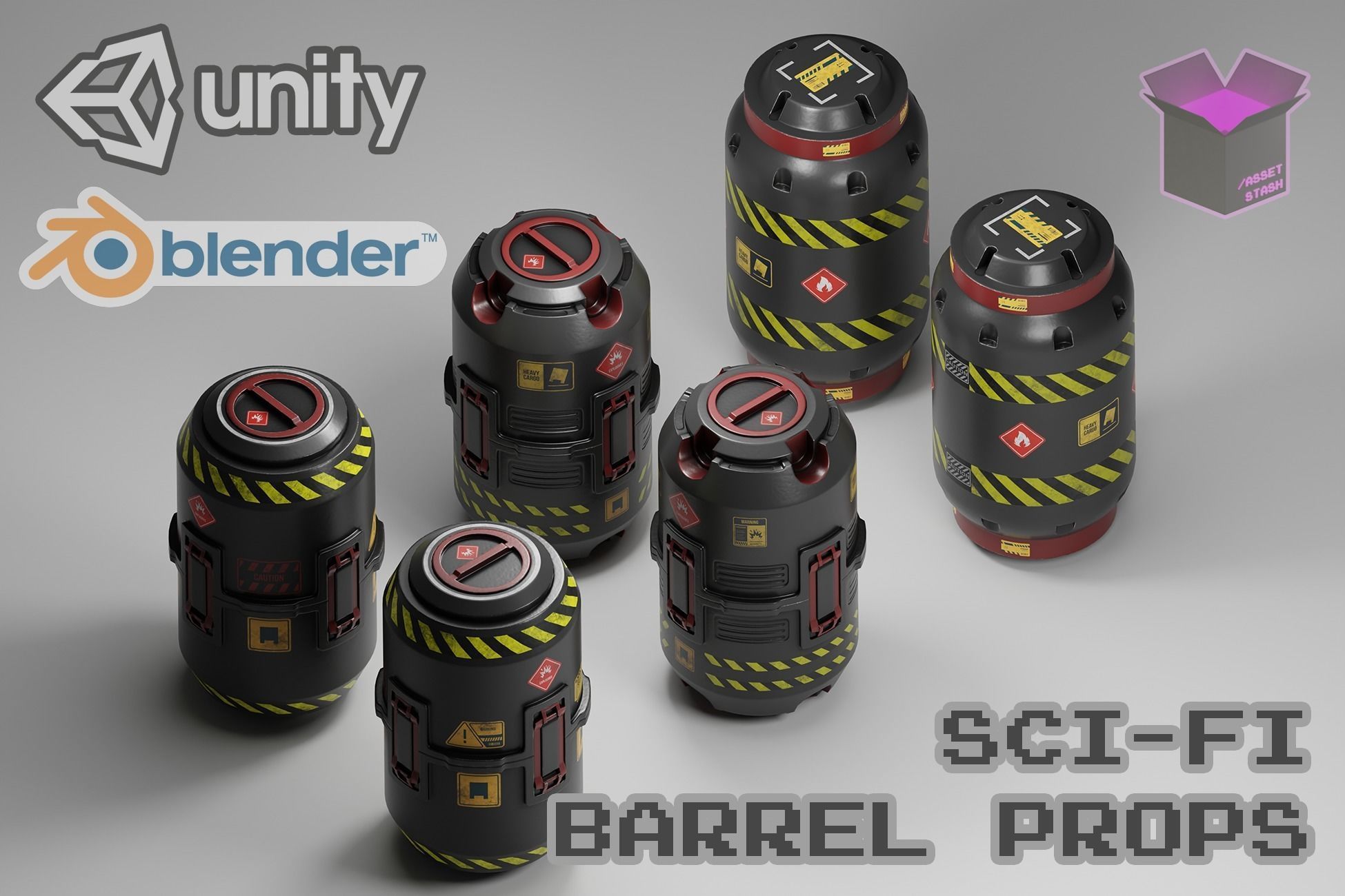 3D asset 3 Sci-Fi Barrels | CGTrader