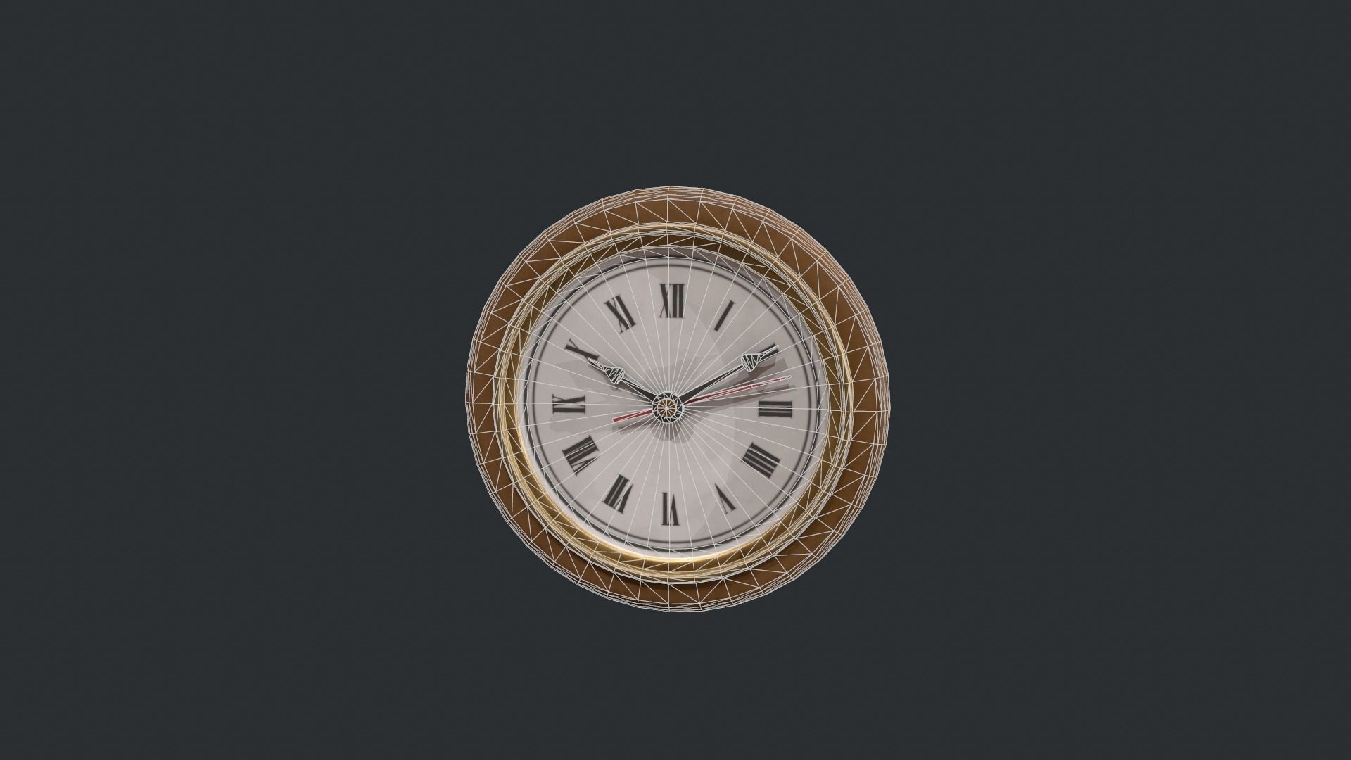 3D model Wooden Gold Wall Clock VR / AR / low-poly | CGTrader