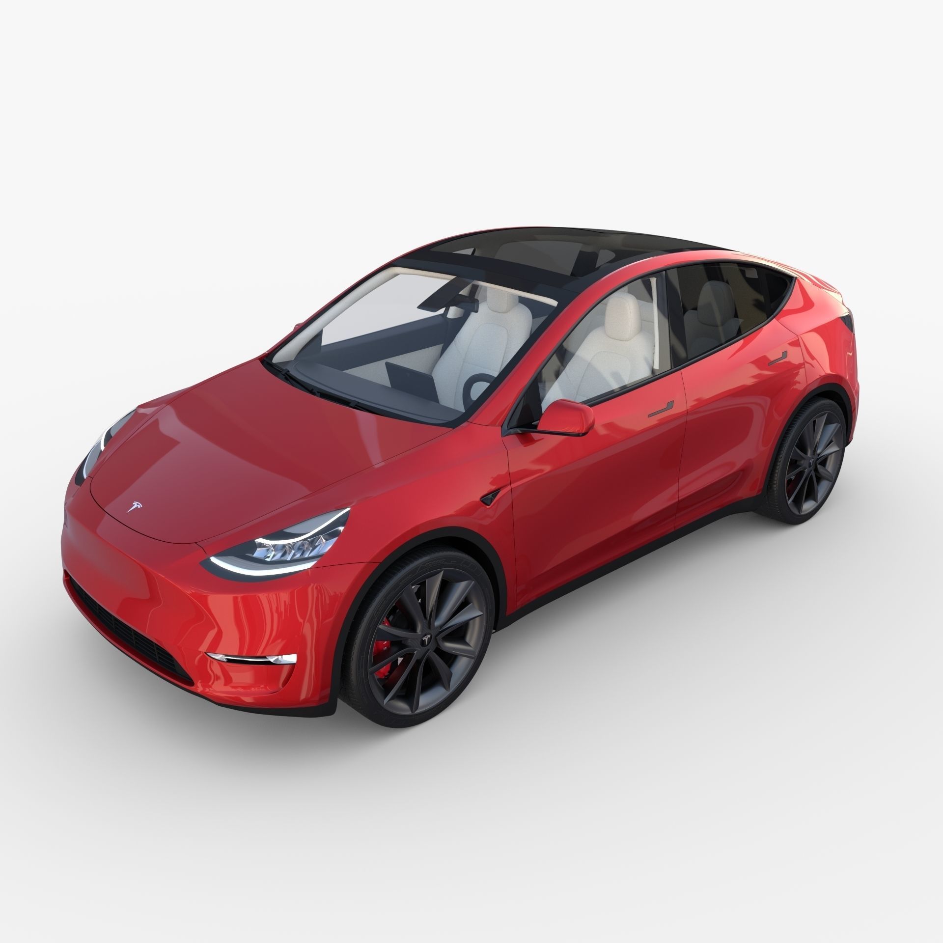 Tesla Model Y RWD Red with interior and chassis 3D model | CGTrader