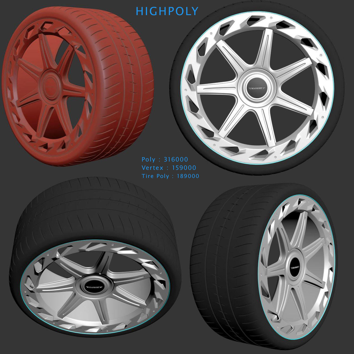 6 Wheel Collection LowHigh Poly free VR / AR / low-poly 3D model | CGTrader