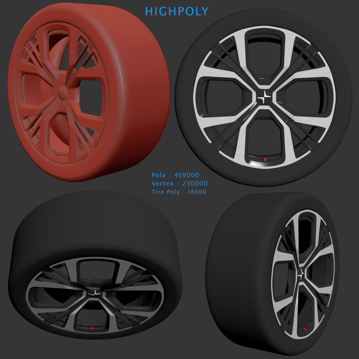 6 Wheel Collection LowHigh Poly free VR / AR / low-poly 3D model | CGTrader