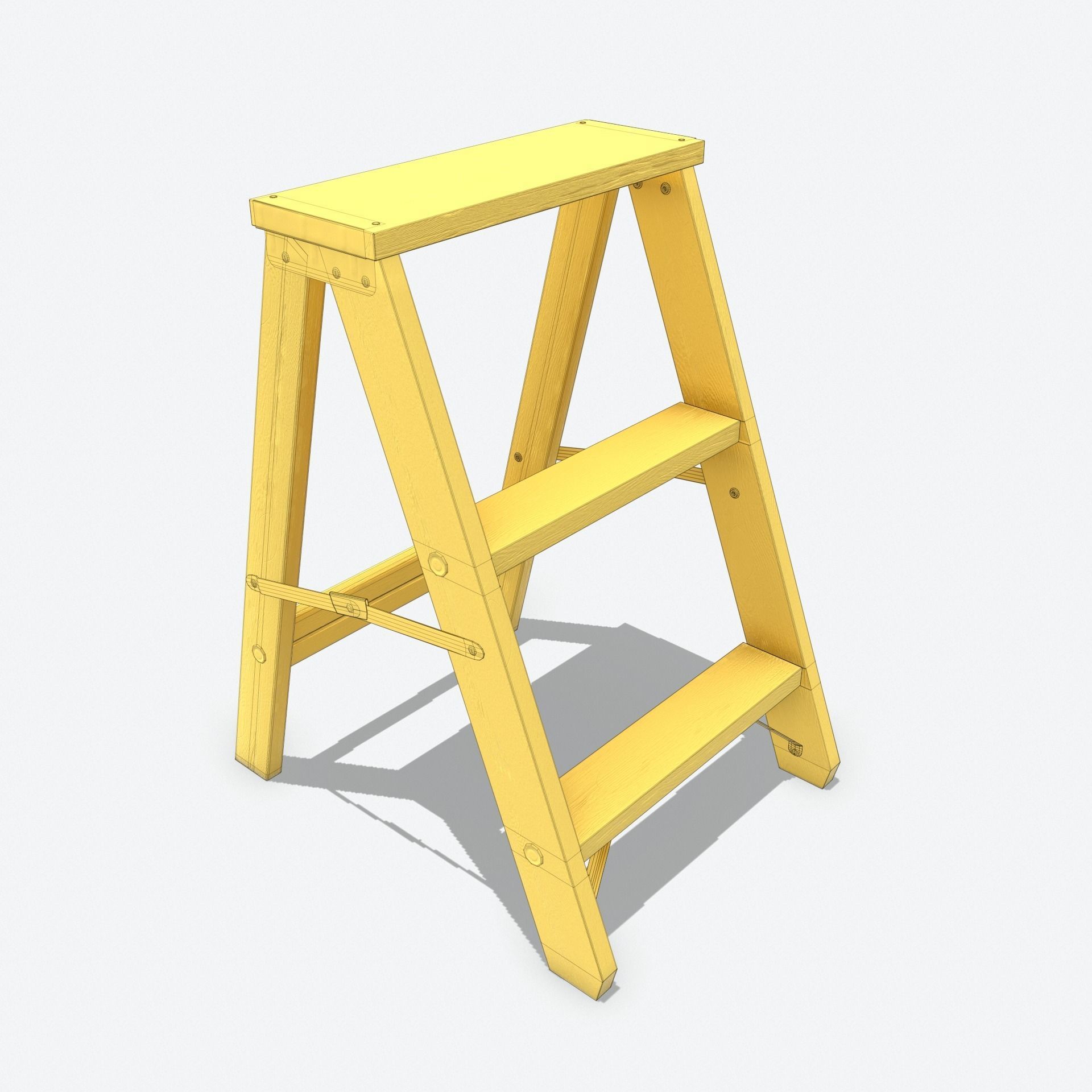 3D model Wooden Ladder Animated RIG PBR VR / AR / low-poly rigged ...
