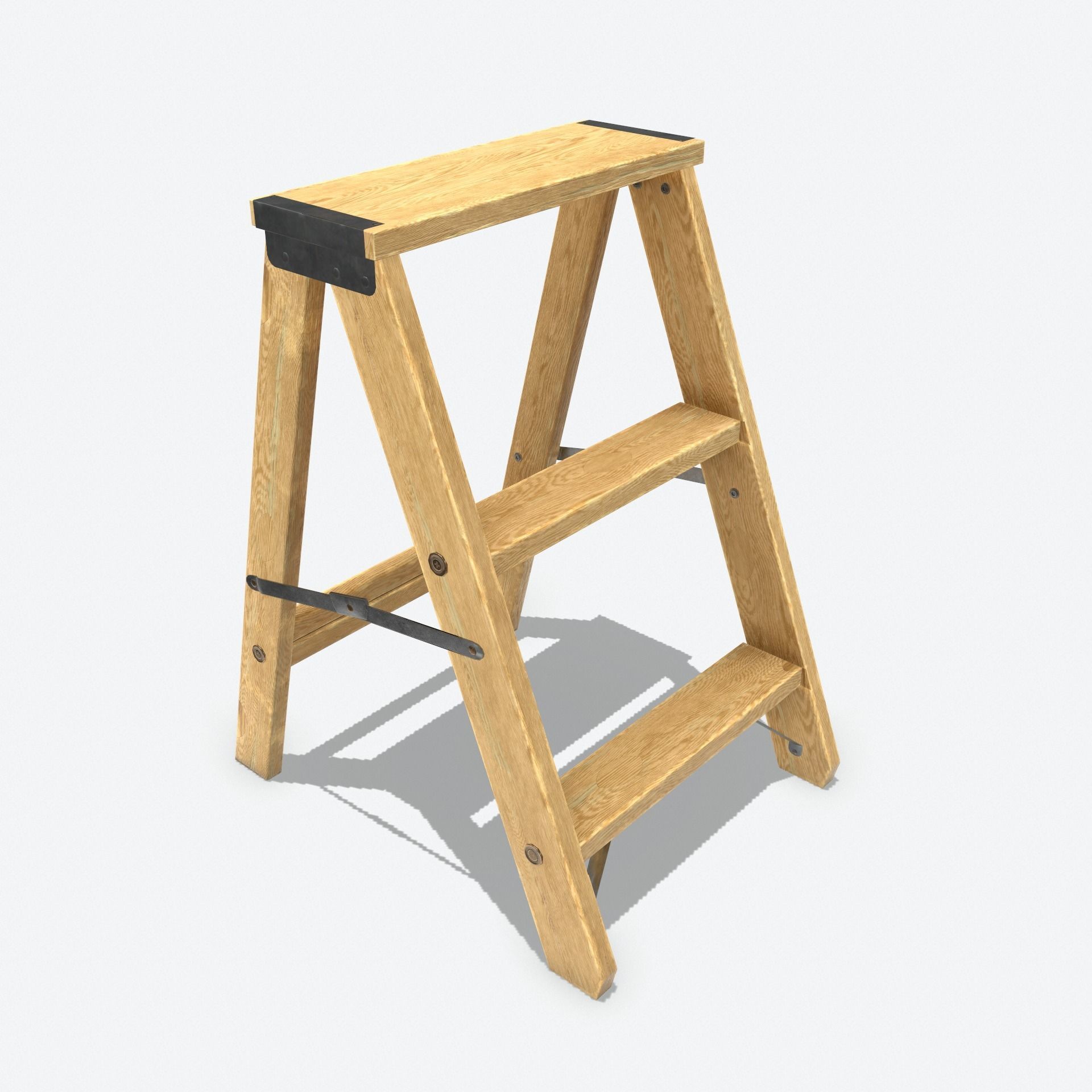 3D model Wooden Ladder Animated RIG PBR VR / AR / low-poly rigged ...