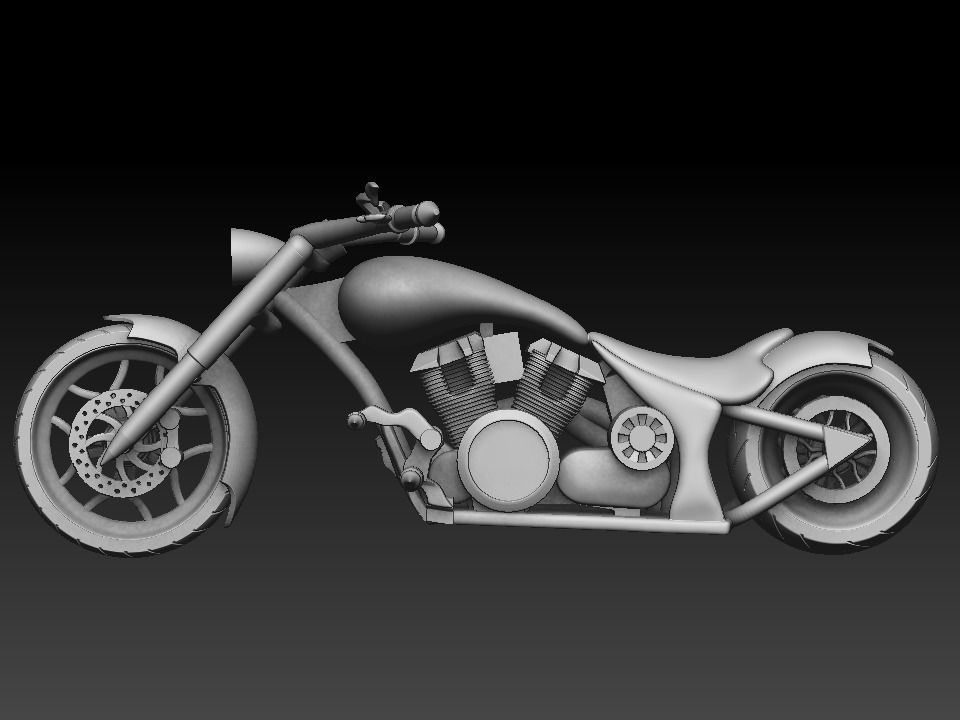 Chopper Motorcycle 3D model 3D printable | CGTrader