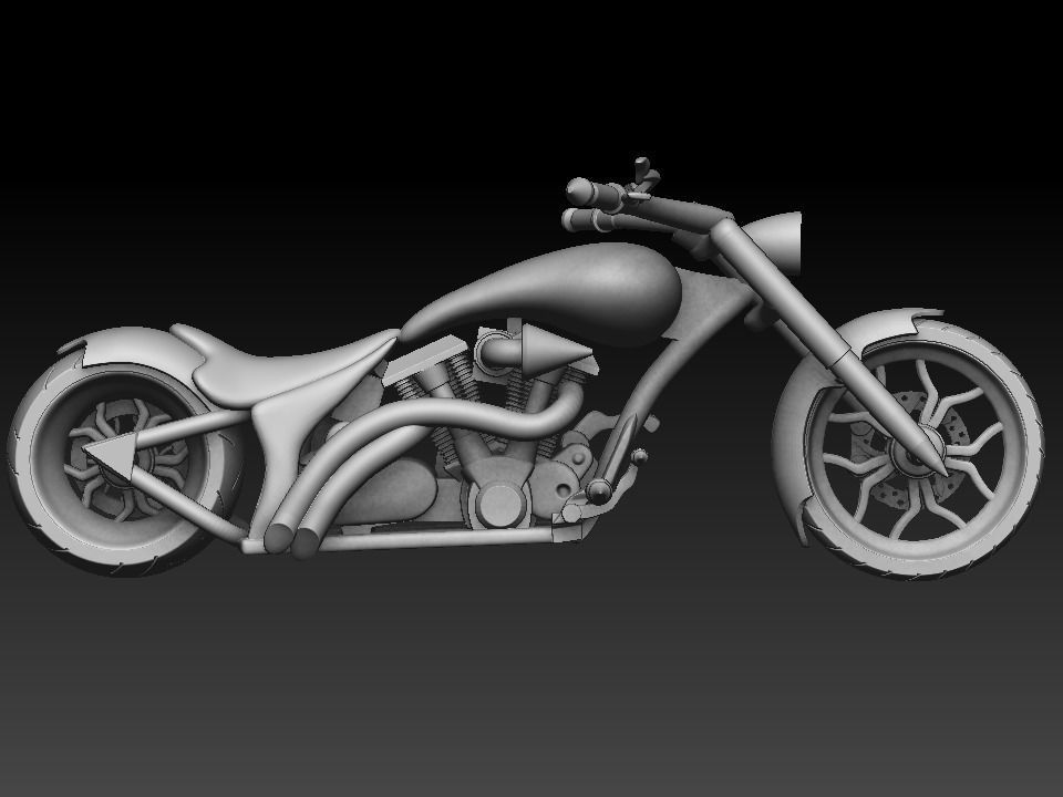 Chopper Motorcycle 3D model 3D printable | CGTrader