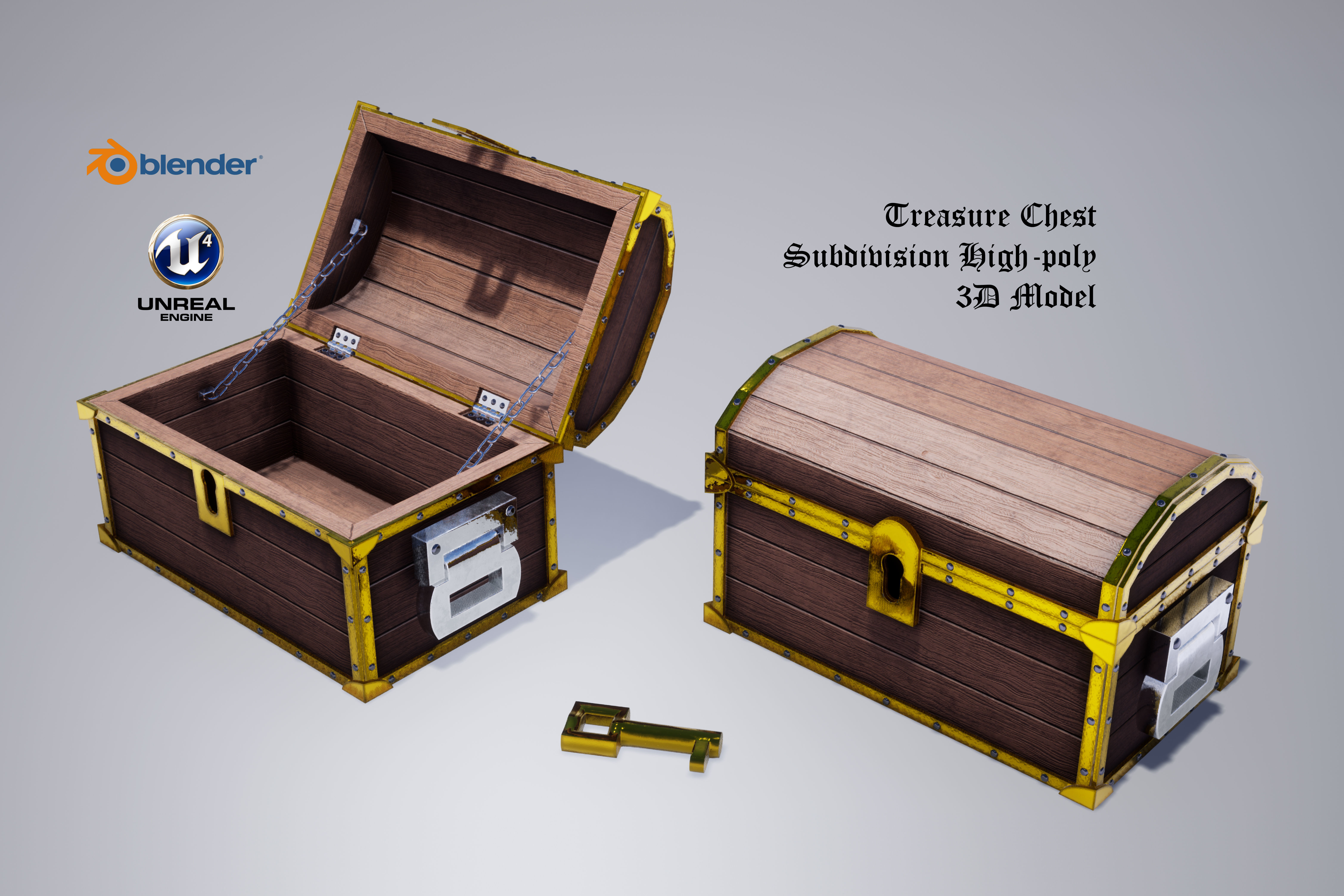 Subdivision High-Poly Treasure Chest 3D model | CGTrader