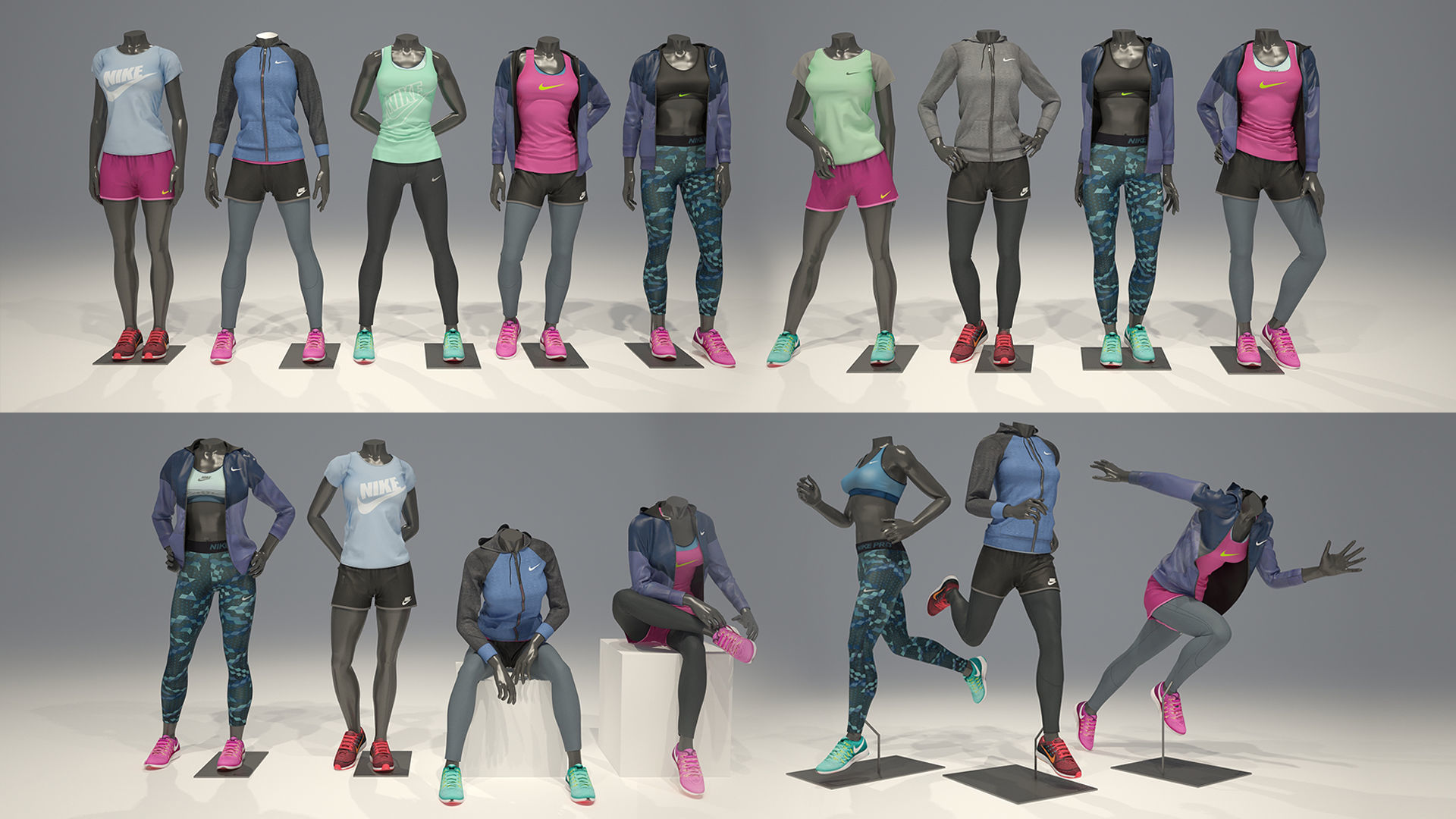 Woman mannequin Nike FULL PACK 3D Model Collection | CGTrader