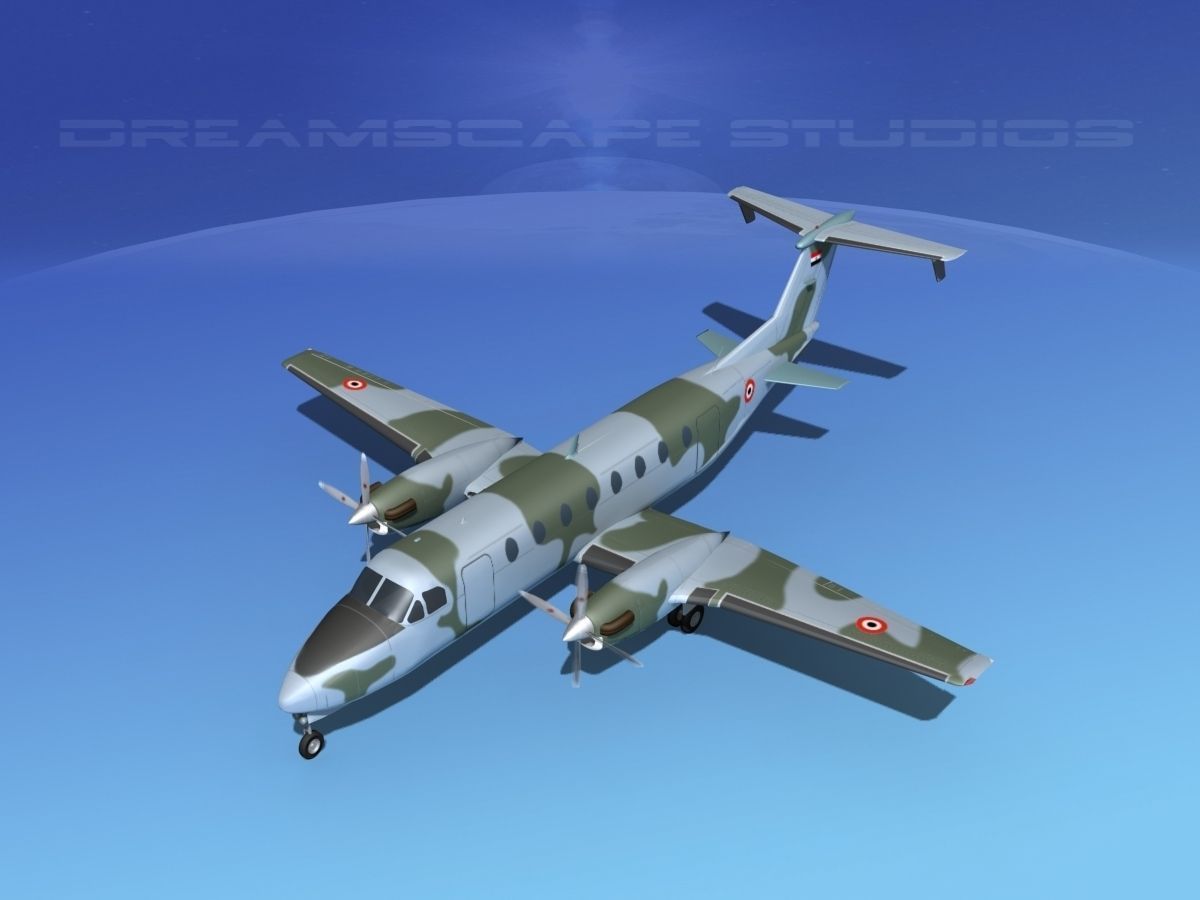 Beechcraft C-12J Huron EAF 3D model animated rigged | CGTrader