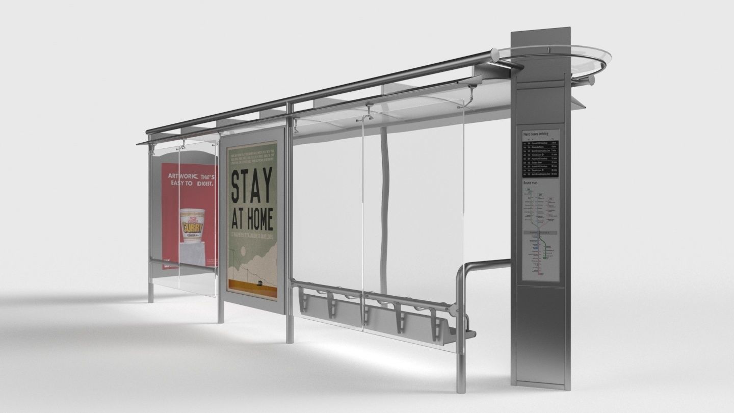3D model Bus stop VR / AR / low-poly | CGTrader