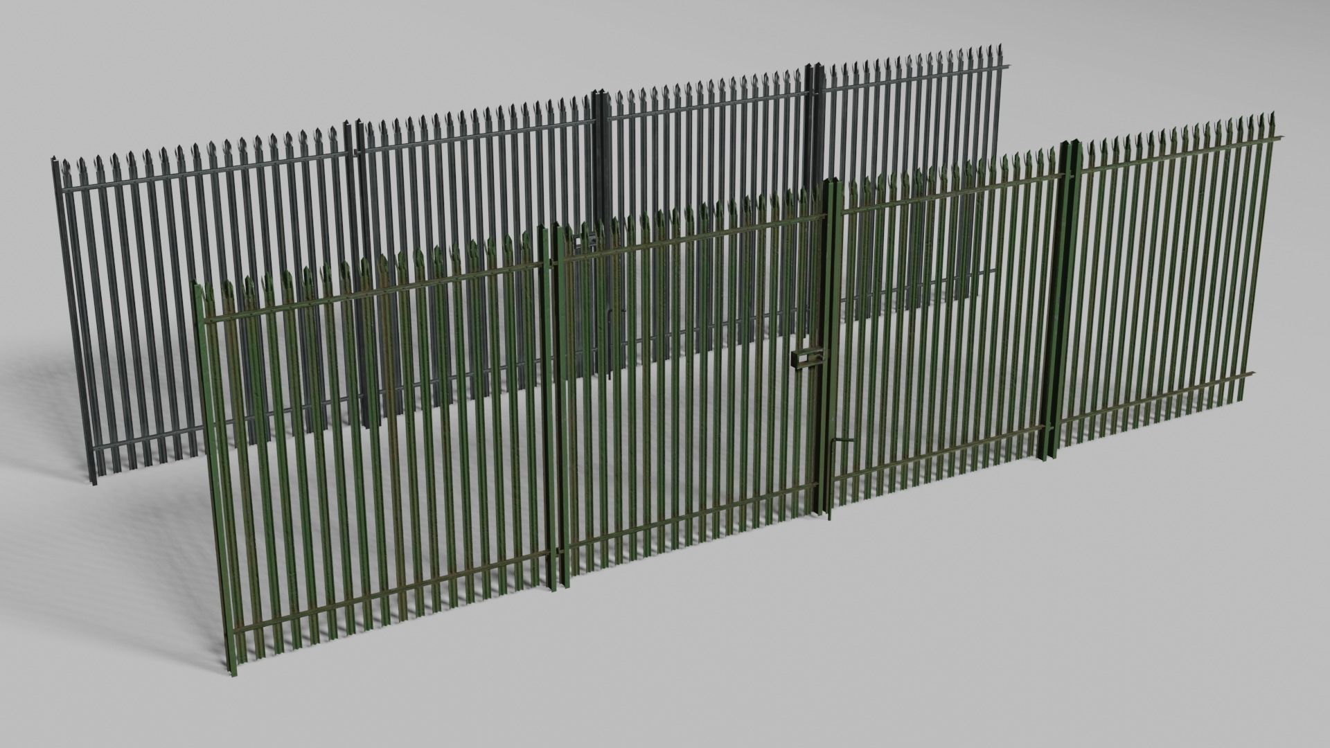 3D model Low poly fence set of metal fences VR / AR / low-poly | CGTrader