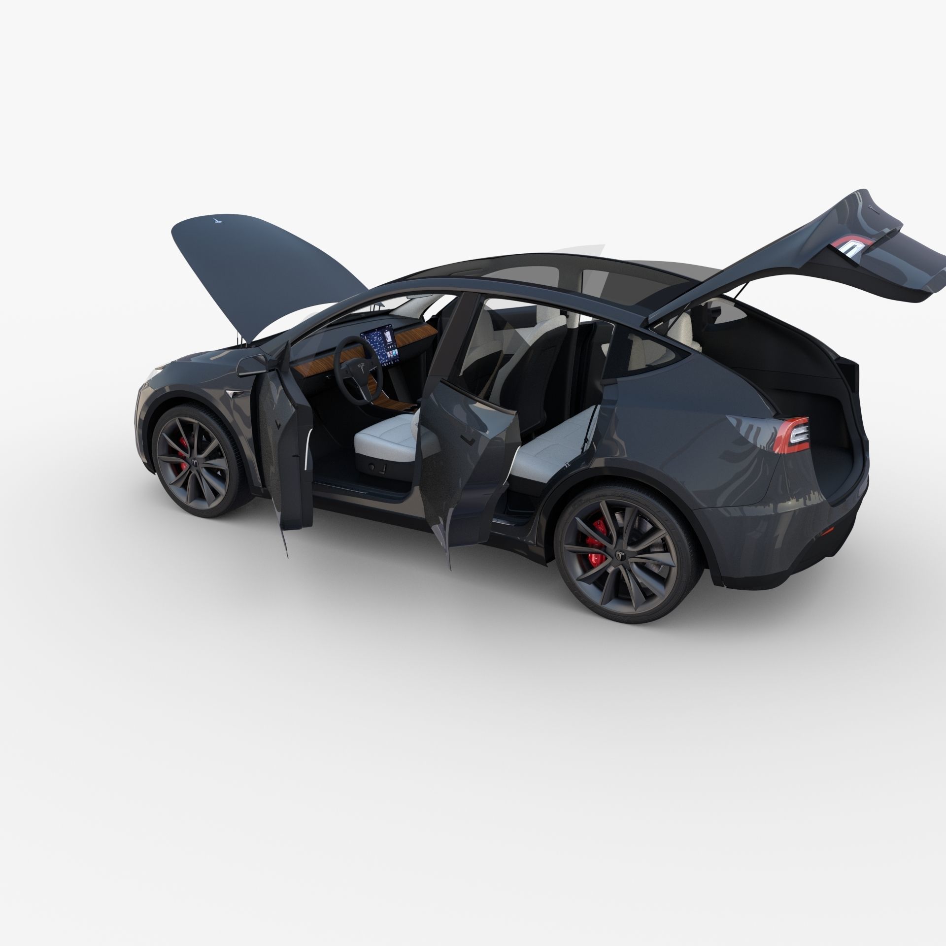 Tesla Model Y Midnight Silver with interior 3D model | CGTrader
