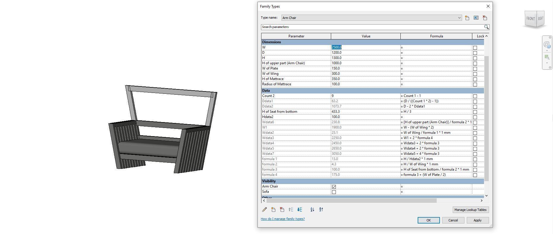 3D model Wooden bench - Full parametric Revit Family VR / AR / low-poly ...