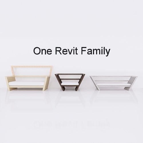 3D model Wooden bench - Full parametric Revit Family VR / AR / low-poly ...