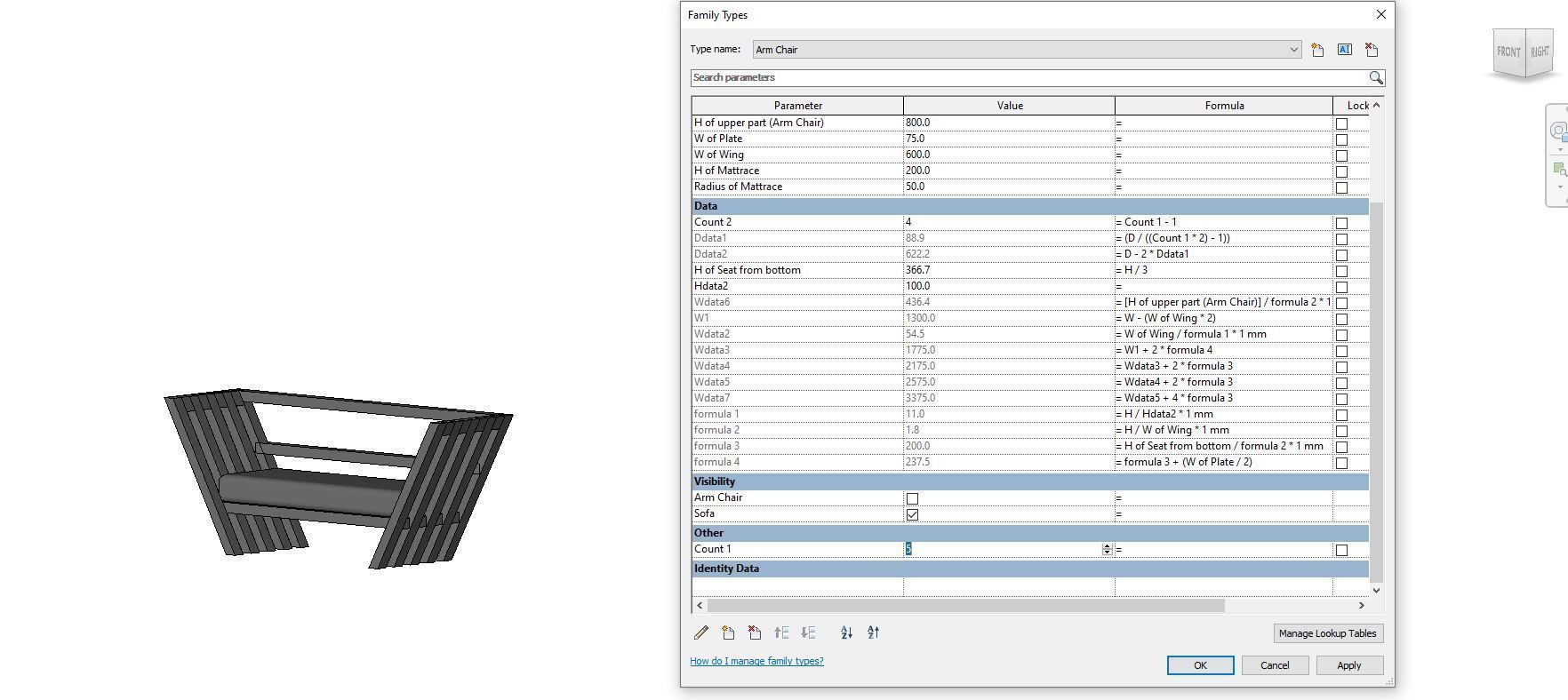 3D model Wooden bench - Full parametric Revit Family VR / AR / low-poly ...