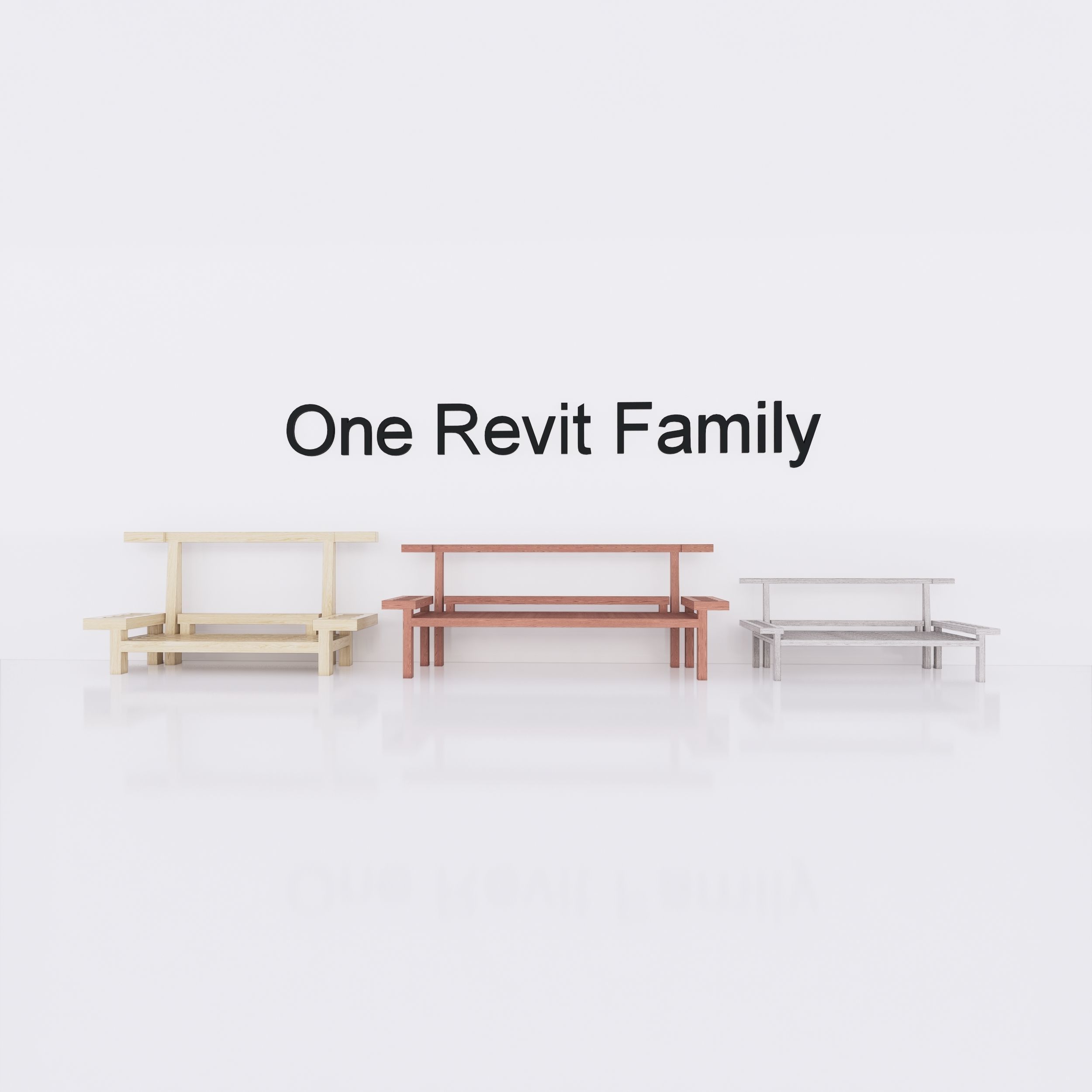 Wooden bench 2 - Full parametric Revit Family free VR / AR / low-poly ...