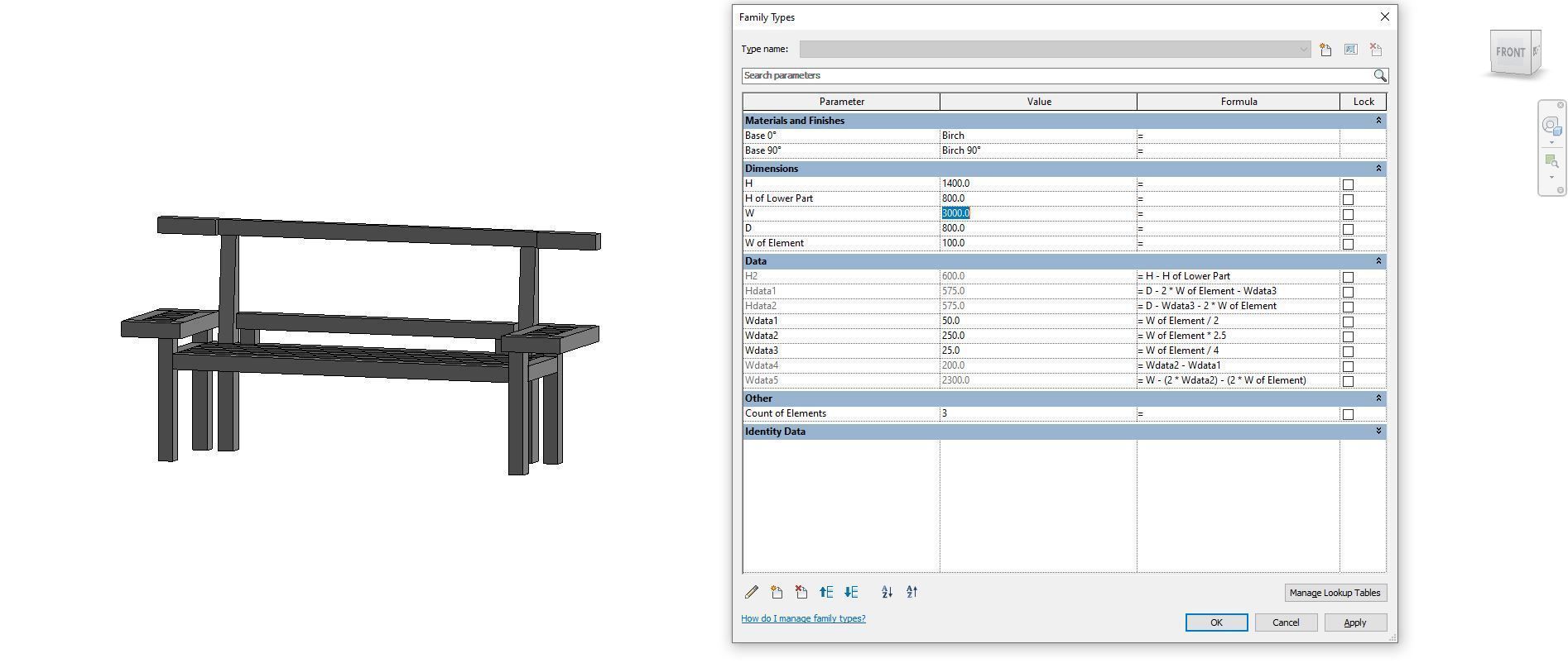 Wooden bench 2 - Full parametric Revit Family free VR / AR / low-poly ...