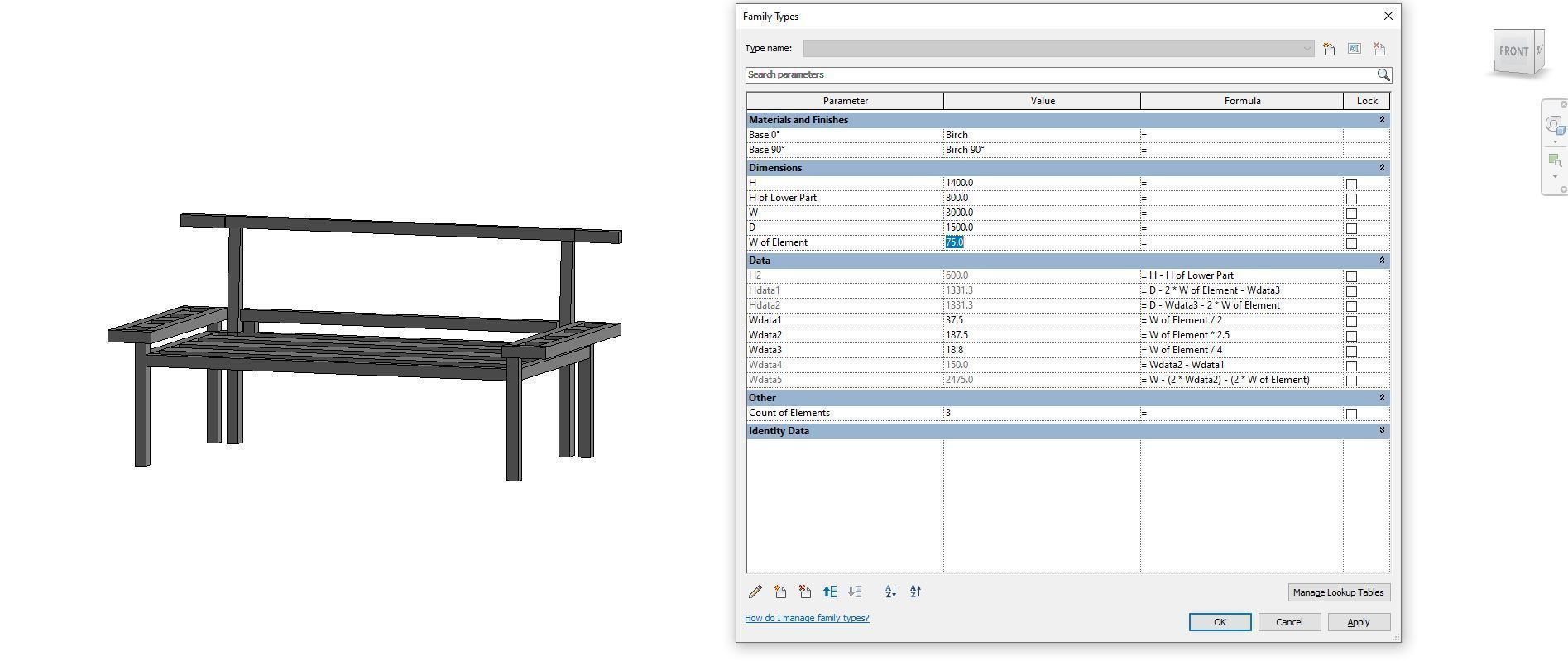 Wooden bench 2 - Full parametric Revit Family free VR / AR / low-poly ...