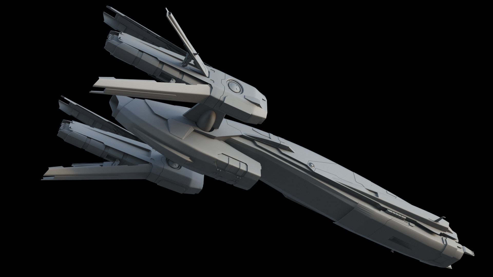 Sci Fi Space Frigate 3D model | CGTrader