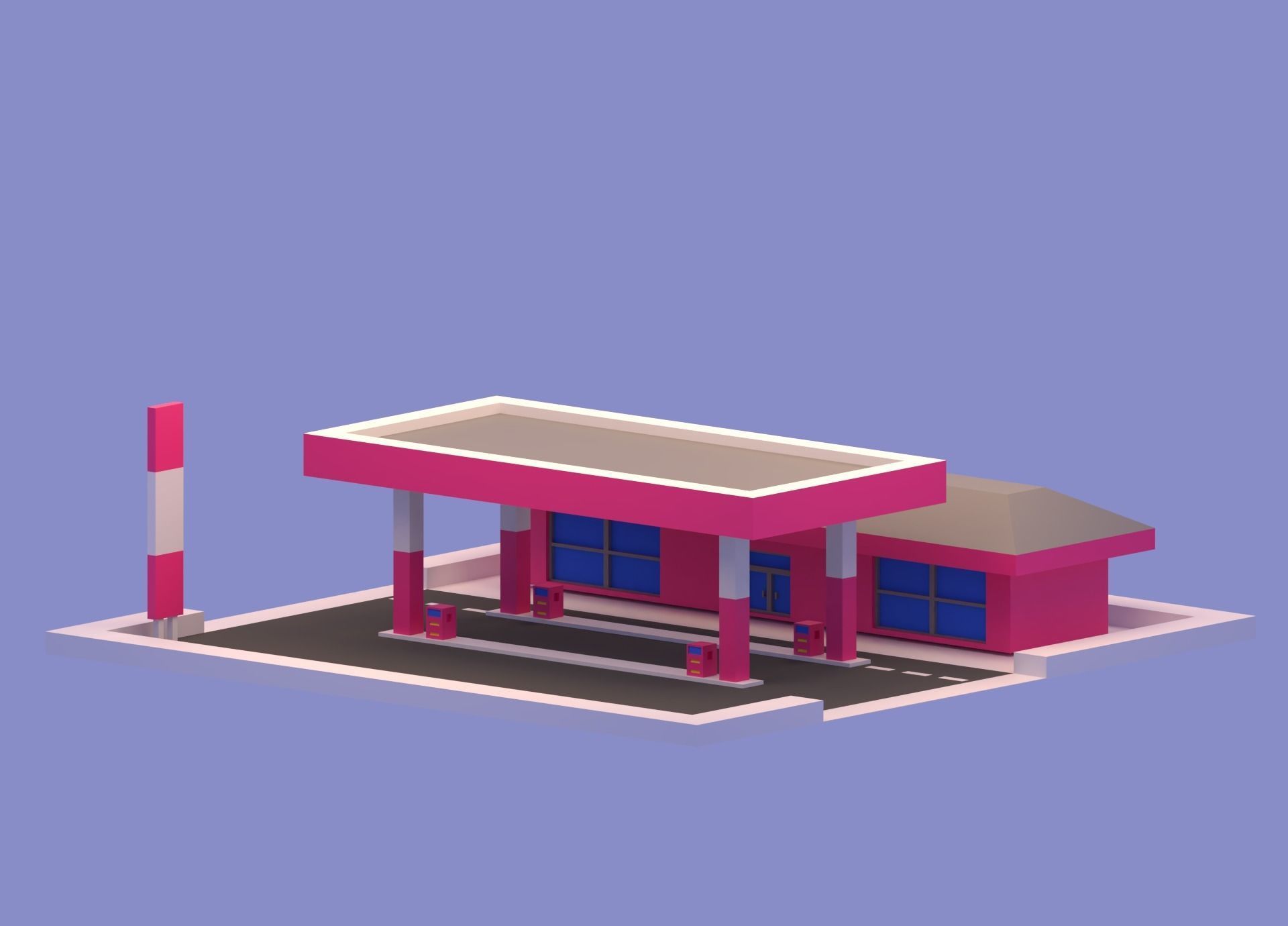 3D model Cartoon Simple Gas Station VR / AR / low-poly | CGTrader