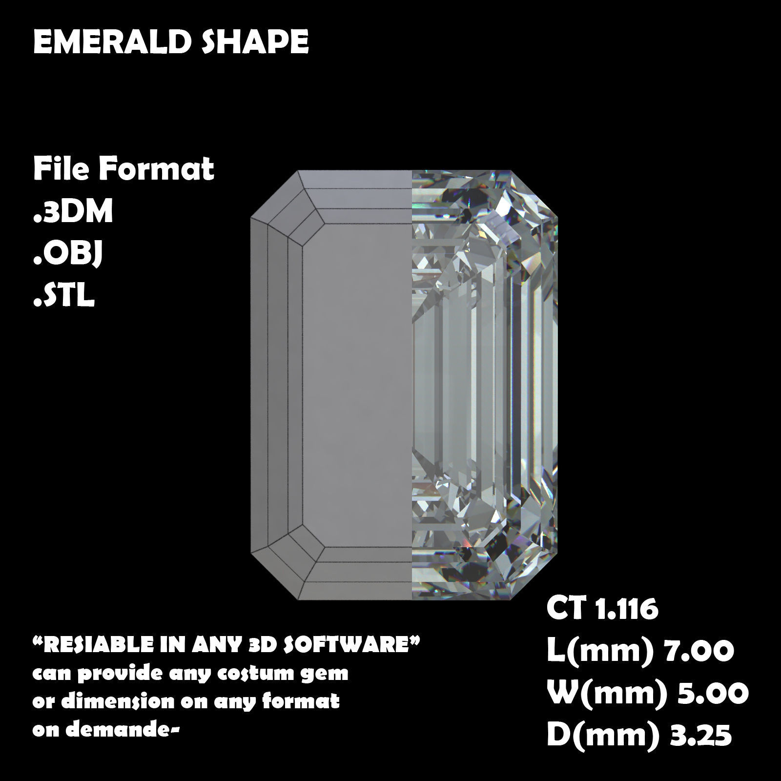 Pack of 22 Gemstones shape for jewelry Designing CAD 3D model 3D ...