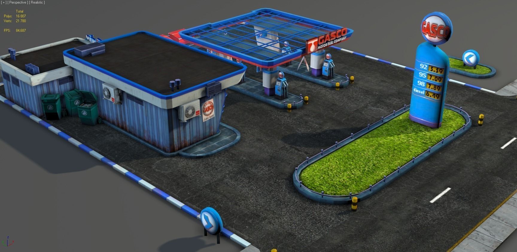 3D model Gas Station pack - low poly VR / AR / low-poly | CGTrader