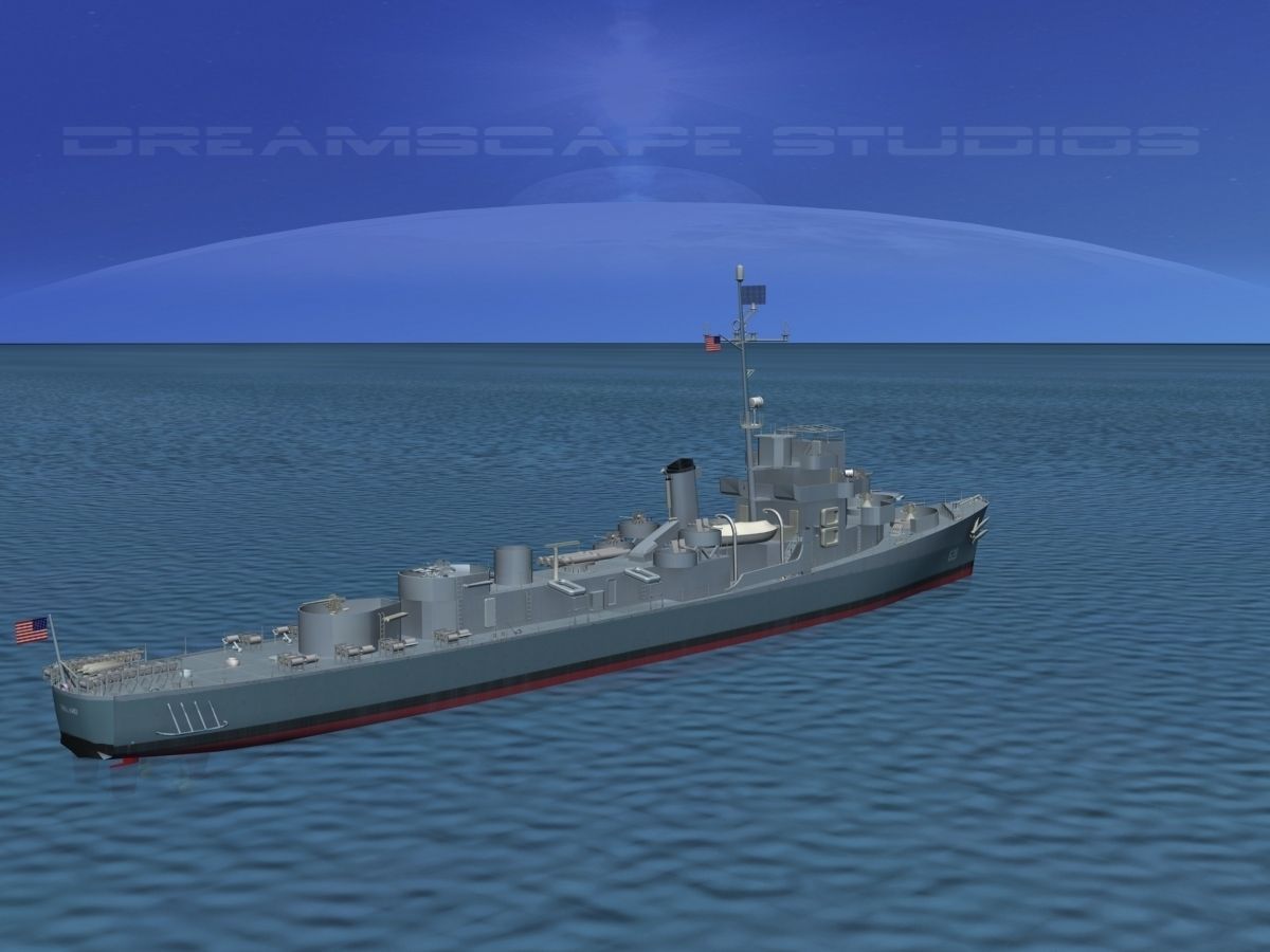 Destroyer Escort DE-635 USS England 3D model rigged | CGTrader