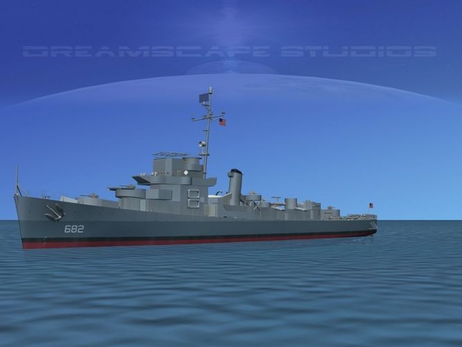Destroyer Escort DE-682 USS Underhill 3D model rigged | CGTrader