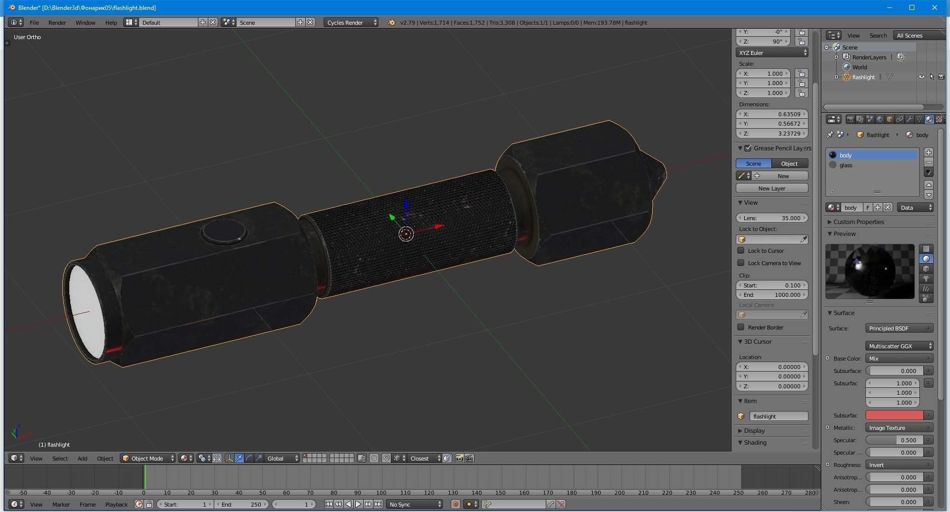 Tactical flashlight 3D model | CGTrader