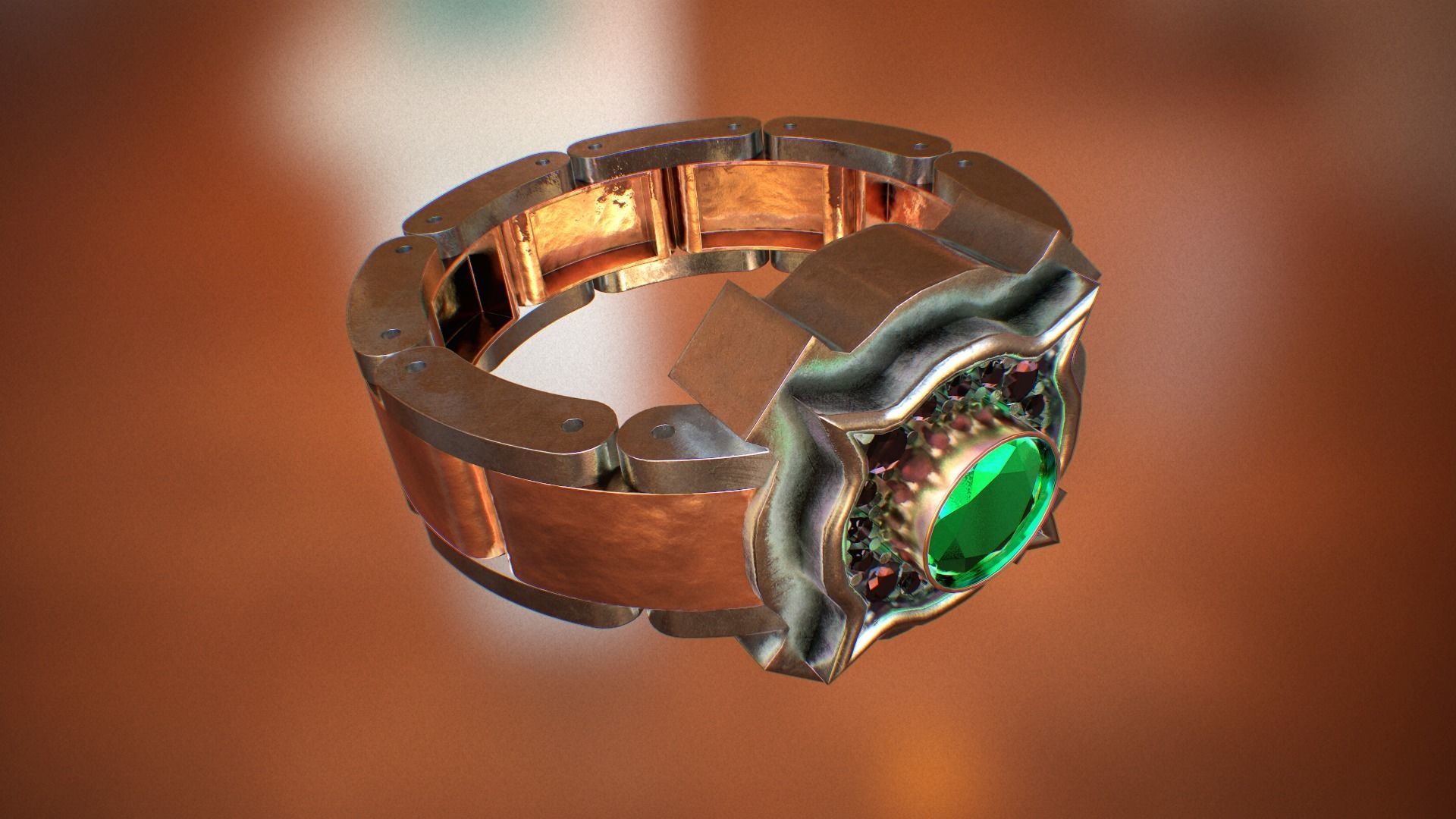 3D model Mech ring with gems VR / AR / low-poly | CGTrader