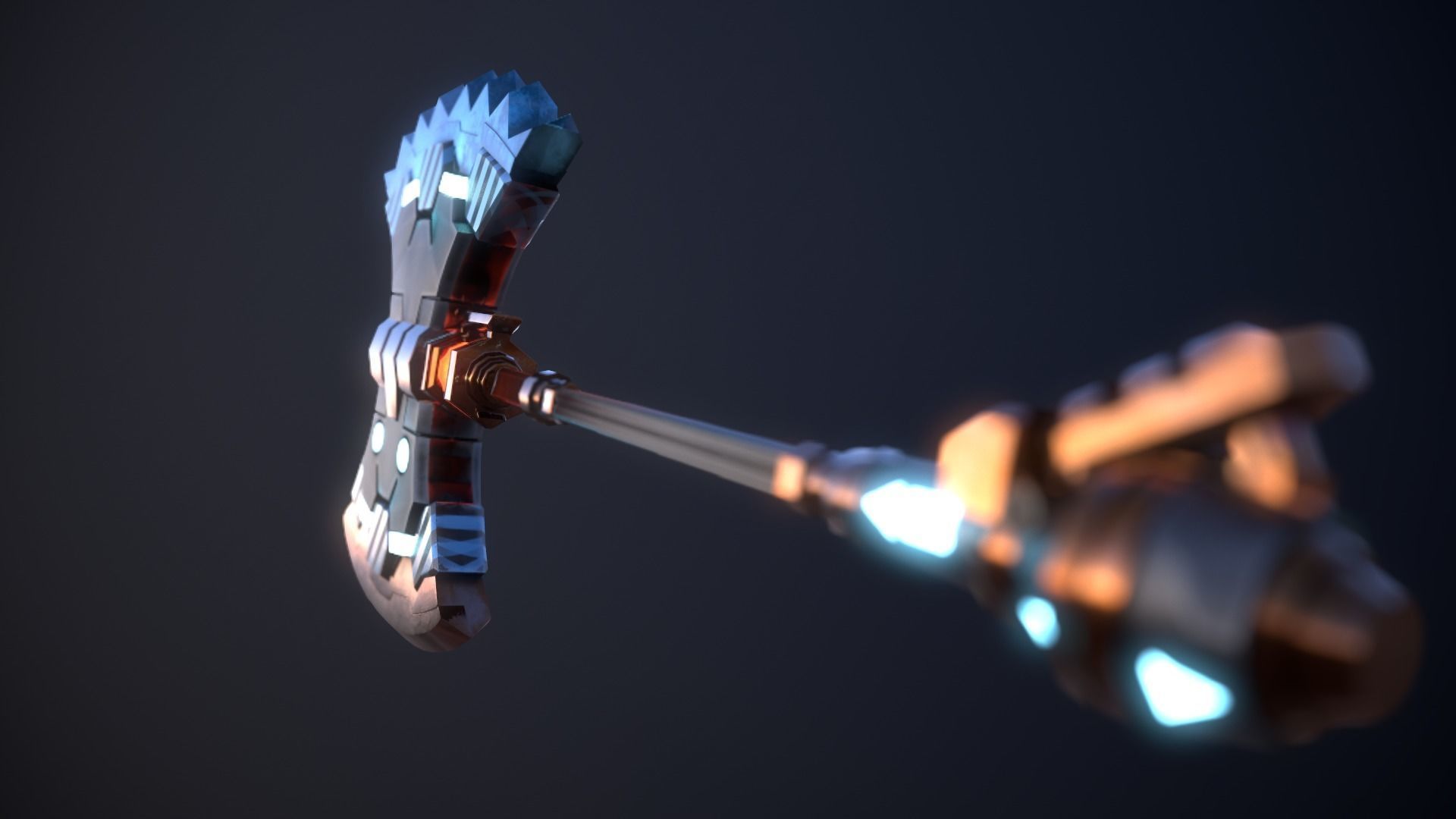 3d Model Sci Fi Battle Axe Vr Ar Low Poly Cgtrader