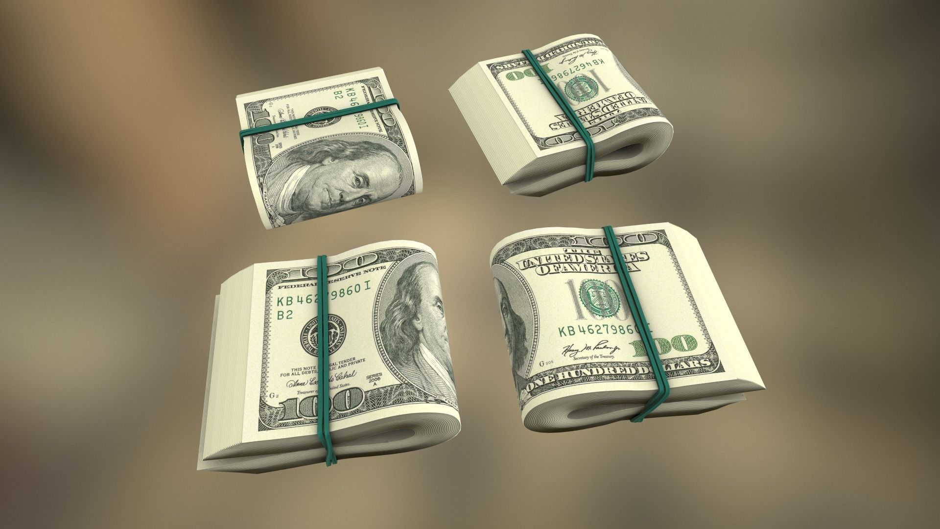 3D model Bundle of Dollars VR / AR / low-poly | CGTrader